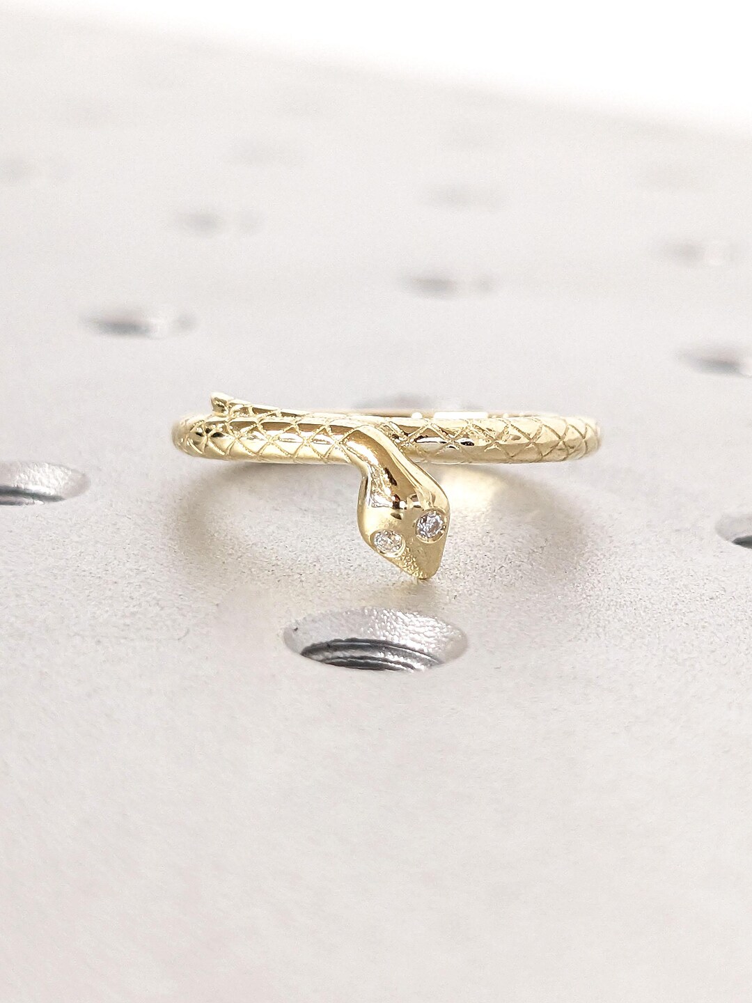 Dainty Gold Snake Ring | 14K Yellow Gold Wedding Rings for Women ...