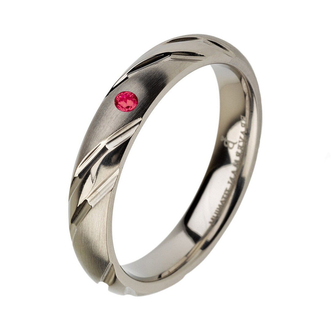 Red Ruby Band Titanium Wedding Band Womens Titanium Rings - Etsy