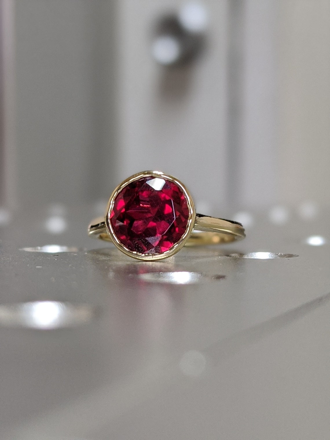 14k Rose Gold Floating Bezel Ruby Ring Ruby Engagement Ring - Etsy