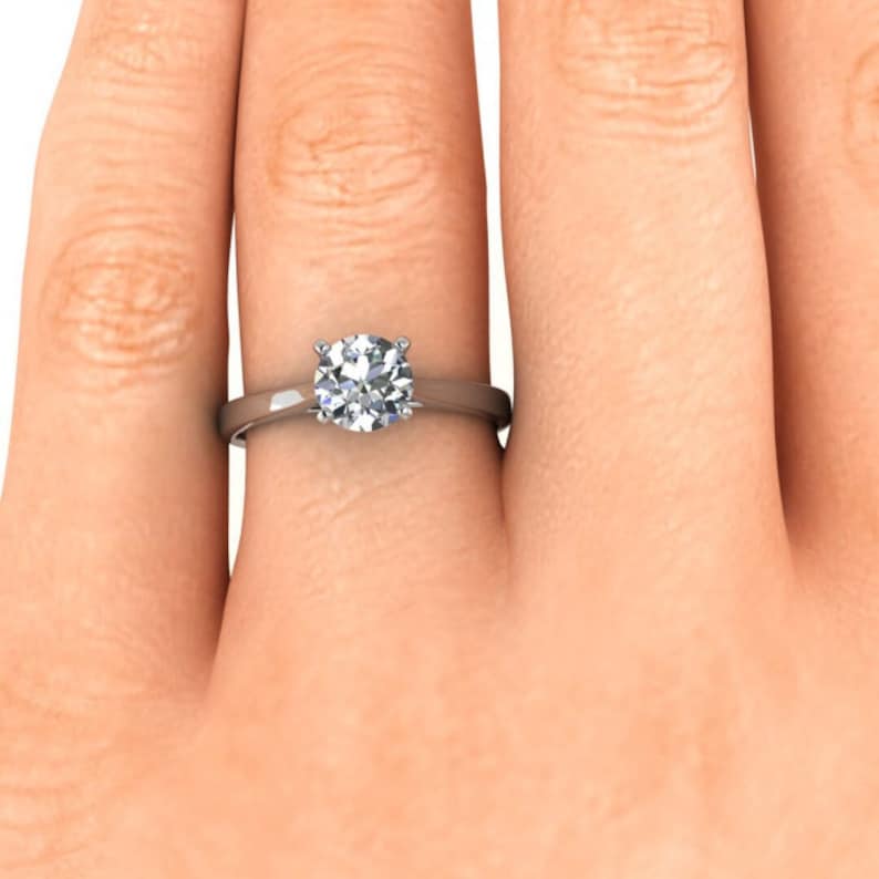 White Gold Cathedral Engagement Ring Cathedral Setting, Squared Band ...