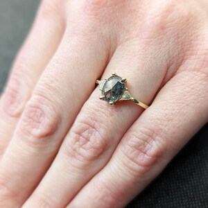 Raw Diamond Oval Triangle Diamond, Salt and Pepper, Unique Engagement ...