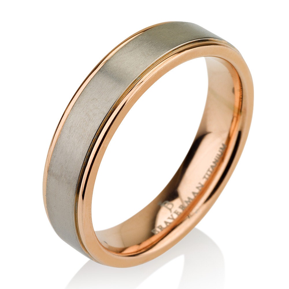 Rare Titanium Brushed Rose Gold Titanium Wedding Ring Plated - Etsy