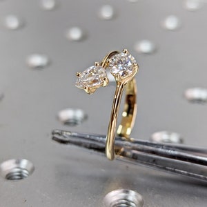 0.5 Carat Double Stone Engagement Ring, Toi Et Moi Ring, Pear and ...