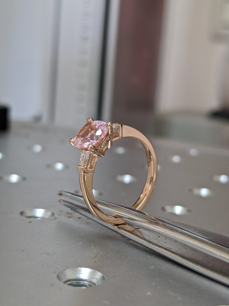 Peach Pink Morganite and Natural Diamond Engagement Ring - Etsy