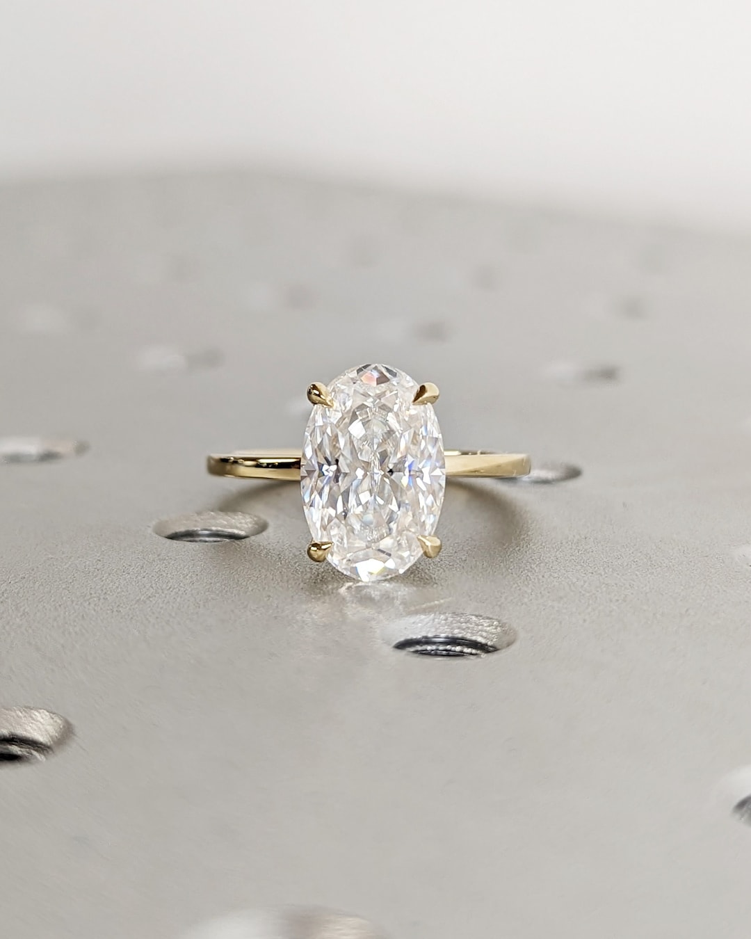 Oval Crushed Ice Moissanite Engagement Ring, 3.0ct Oval Moissanite ...