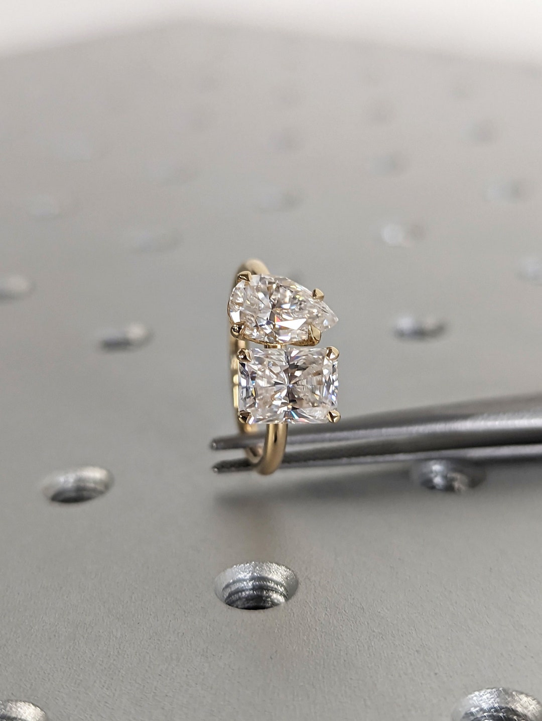 1.5 Carat Double Stone Engagement Ring Pear Cut and Radiant Cut ...