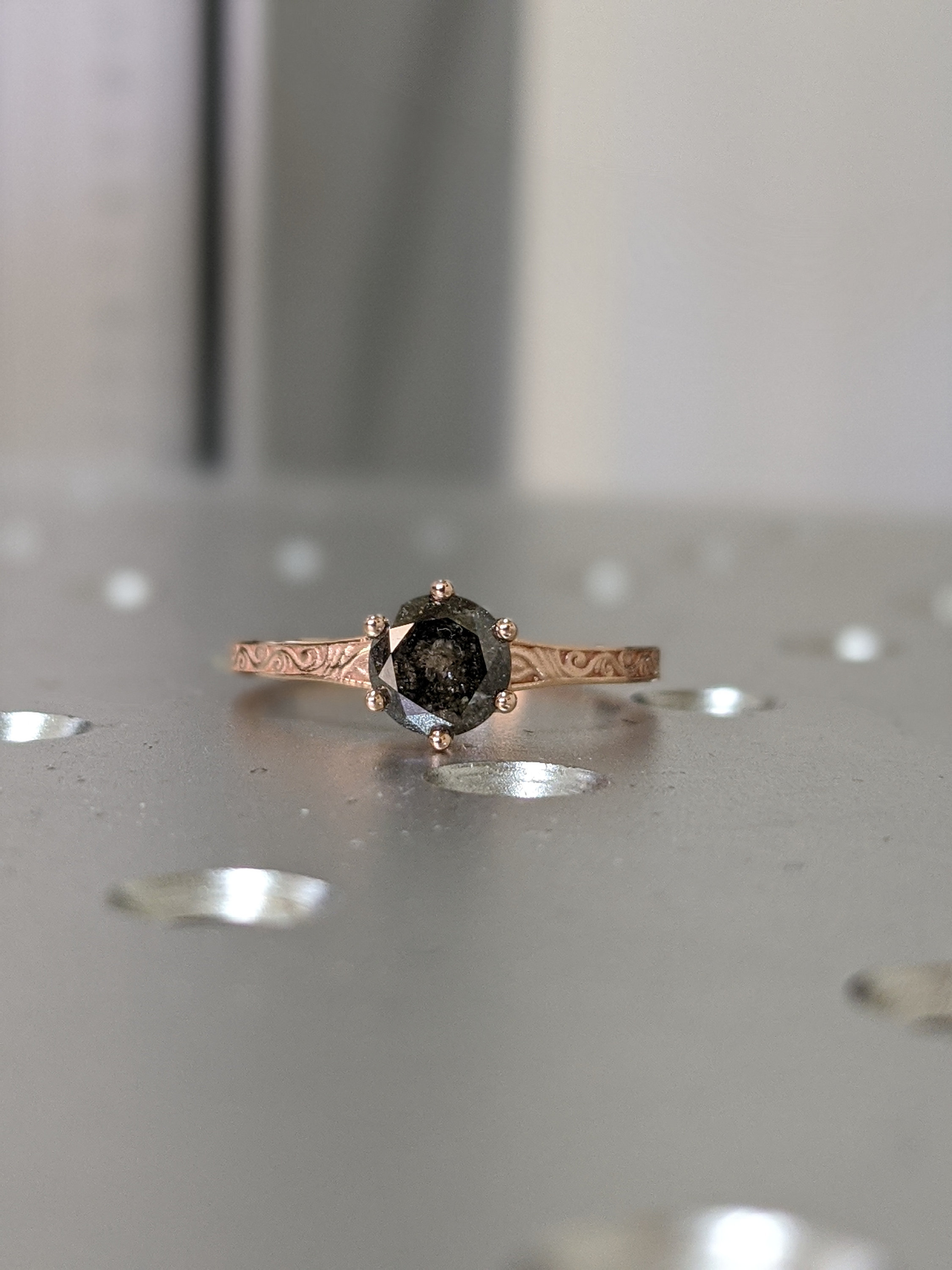 Rose Gold Raw Salt and Pepper Diamond /White /Yellow Gold | Etsy