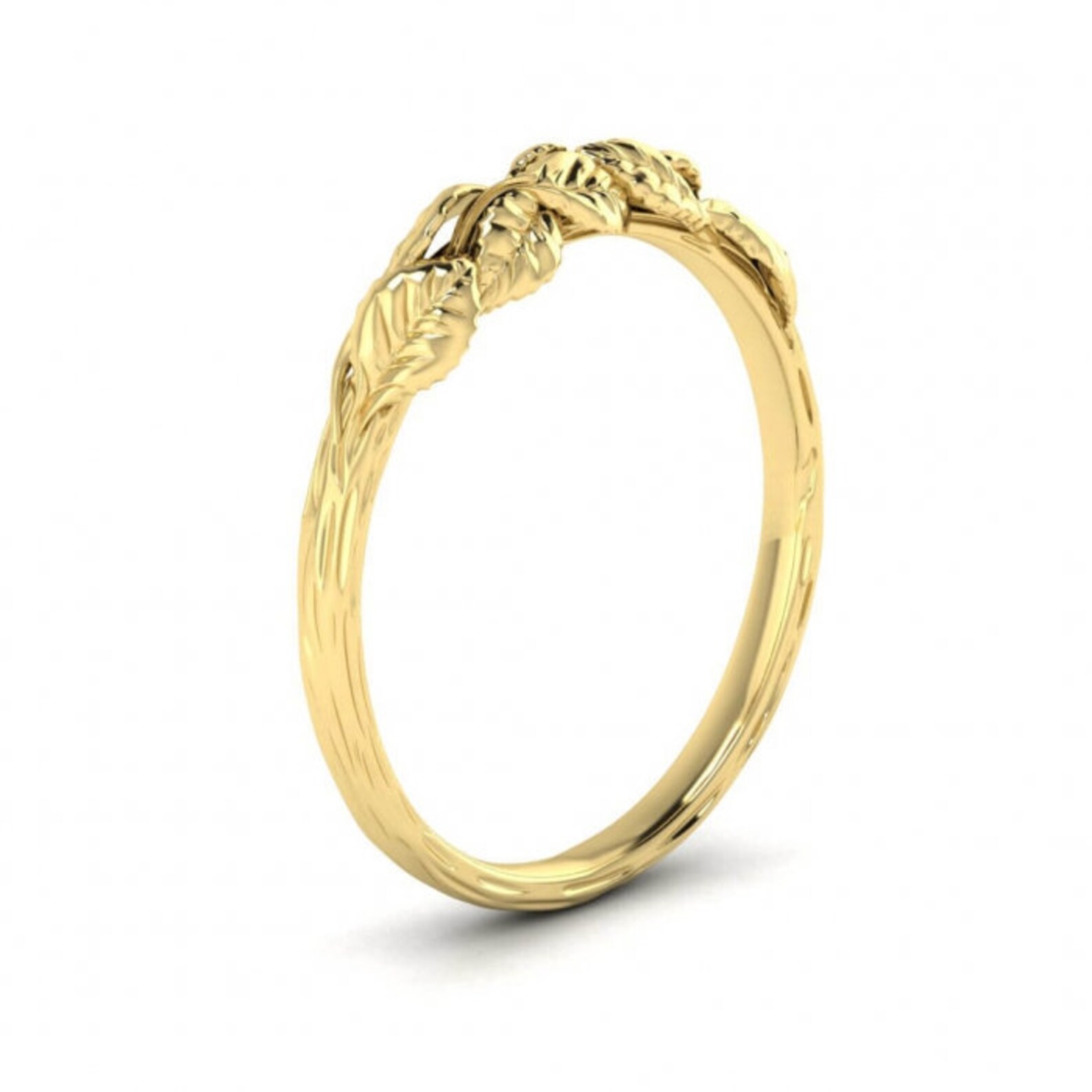 Leaf Engraved Band Nature Inspired Wedding Ring Organic | Etsy