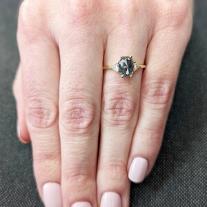 Raw Diamond Oval Triangle Diamond, Salt and Pepper, Unique Engagement ...