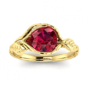 2ct Ruby Engagement Ring, Leaves Ring Ruby Ring, Ruby Engagement Ring ...