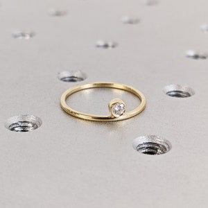 Tiny Diamond Ring | 14K Solid Gold Dainty Diamond Ring | Floating ...