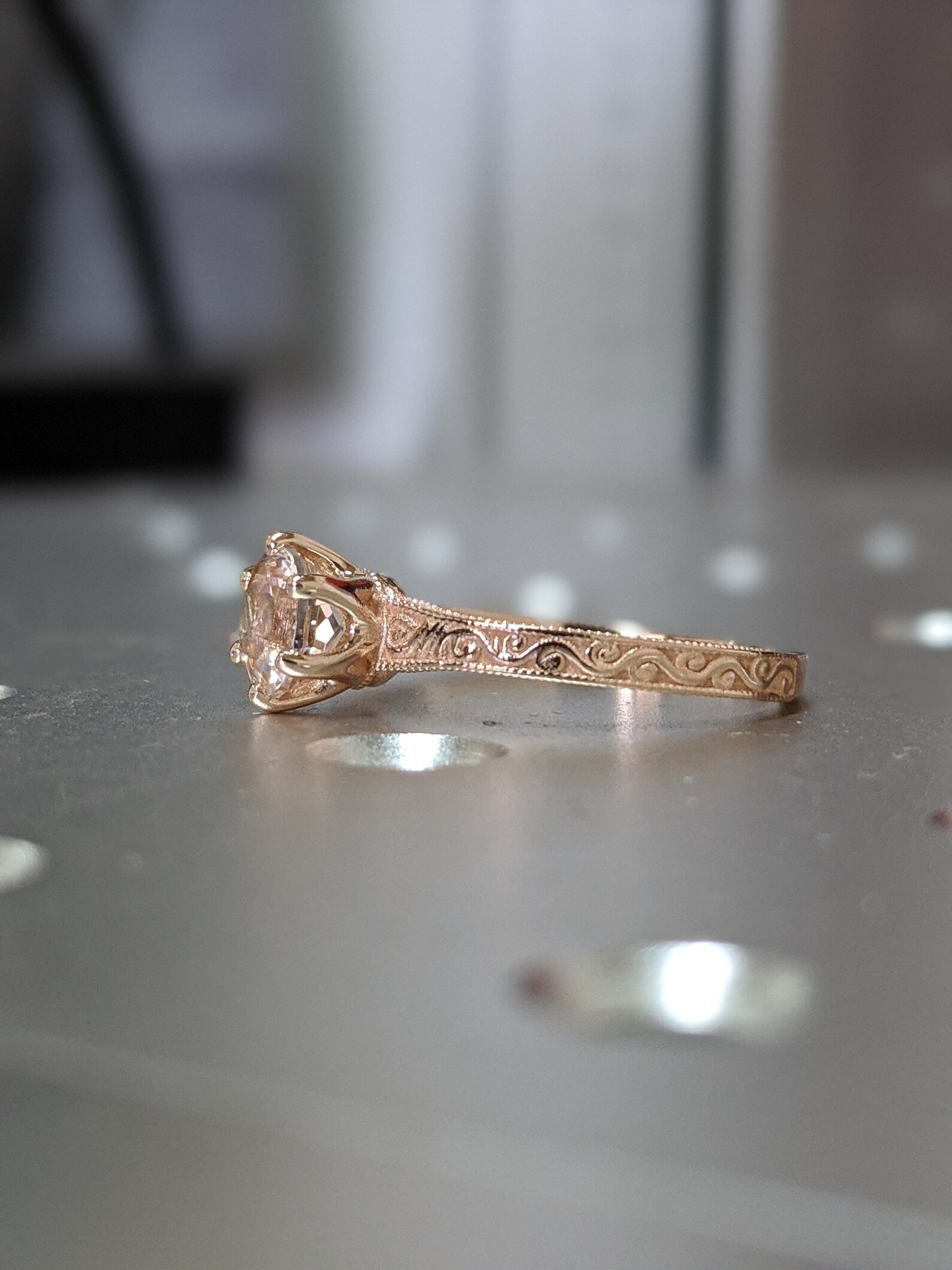 Rose Gold Vintage Morganite Solitaire Ring Morganite Ring - Etsy