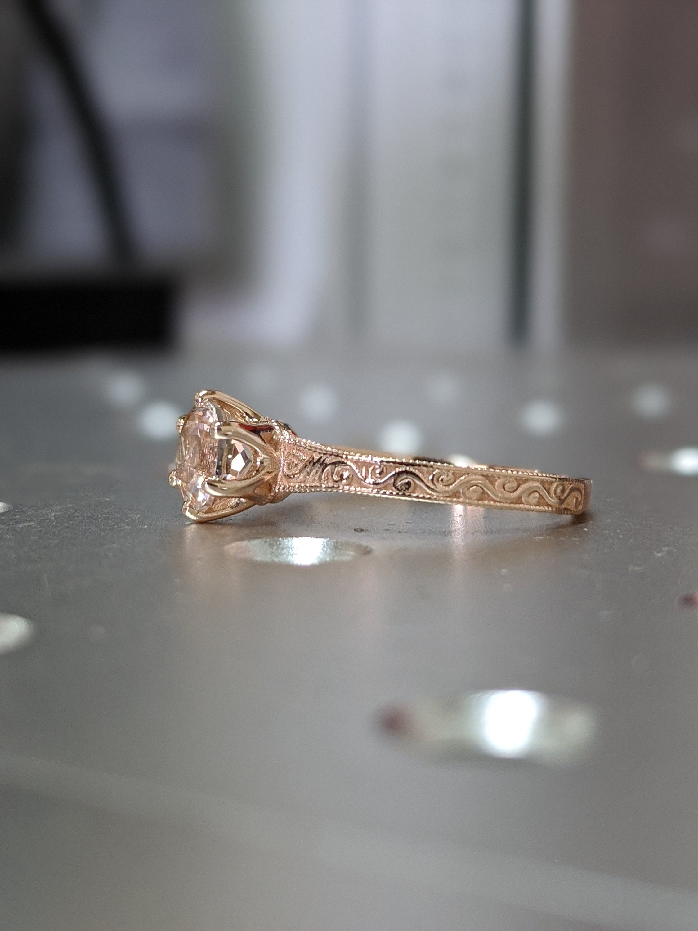 Rose Gold Vintage Morganite Solitaire Ring, Morganite Ring, Antique ...