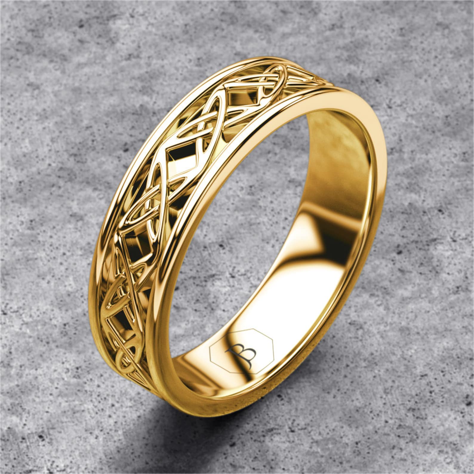 Gold Celtic Band Mens Celtic Ring Celtic Wedding Band - Etsy