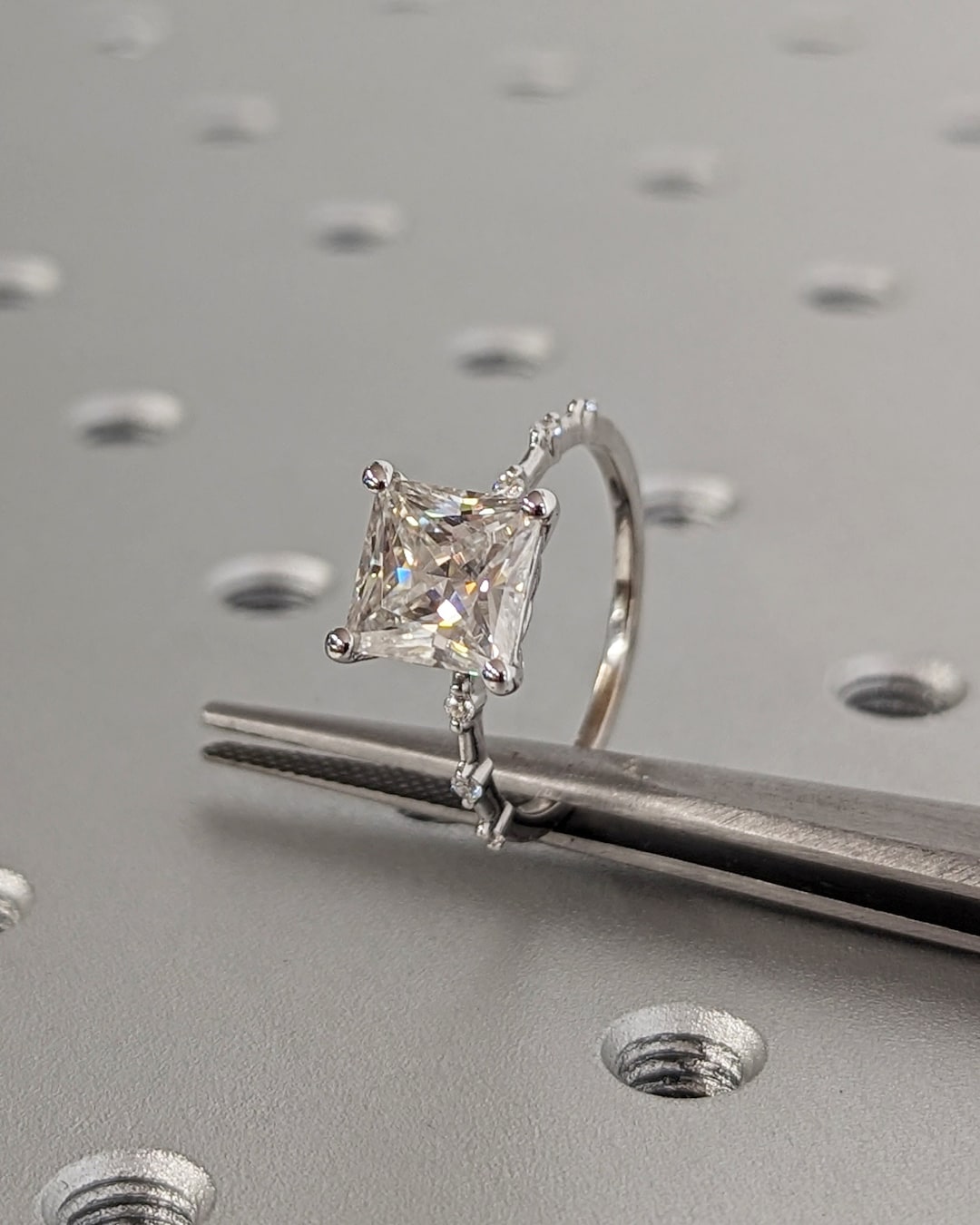 Unique Engagement Ring Princess Cut Lab Diamond Ring, Square Engagement ...