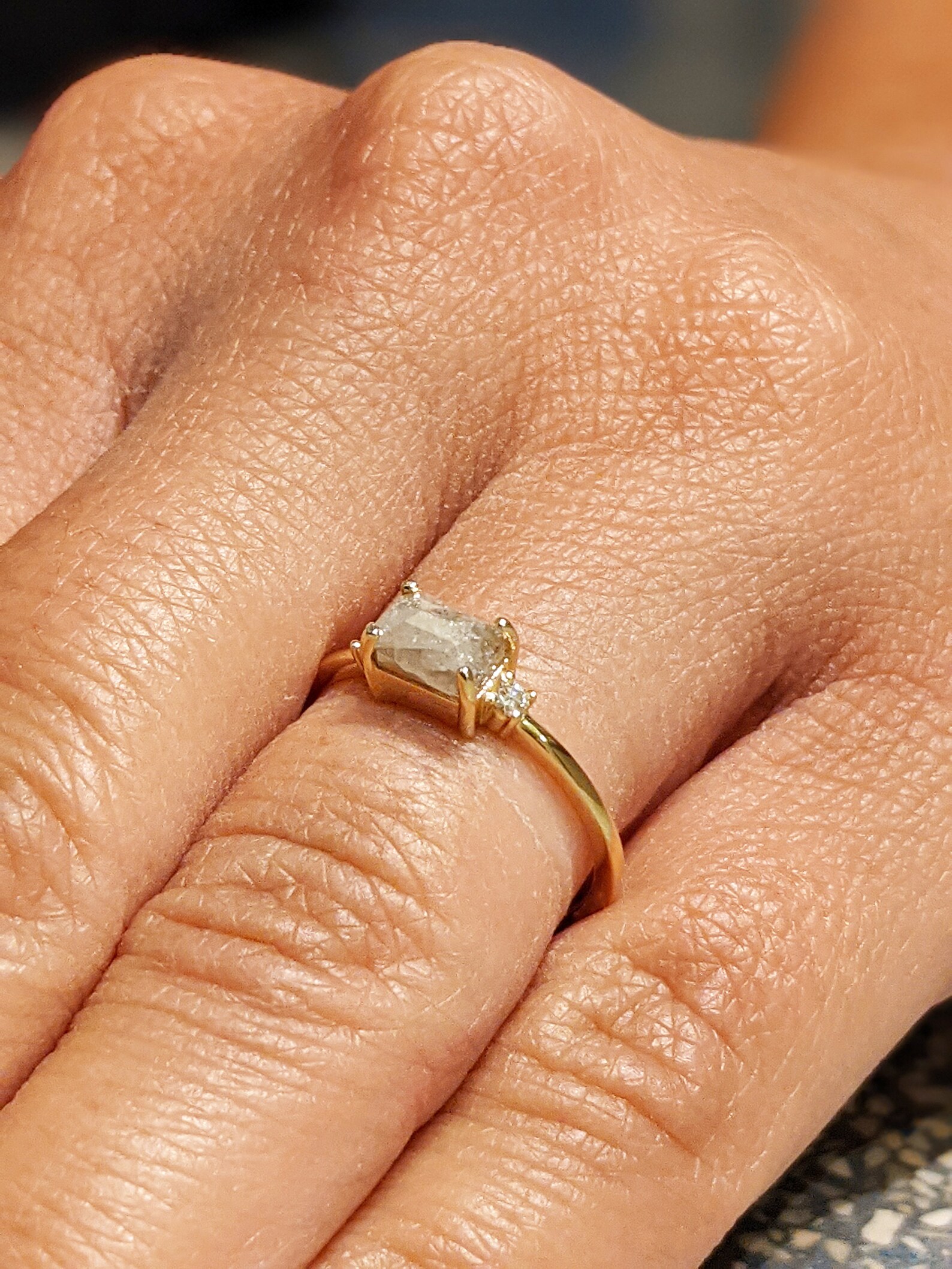 LIMITED Icy Salt and Pepper Diamond Ring, Alternative Promise Ring ...