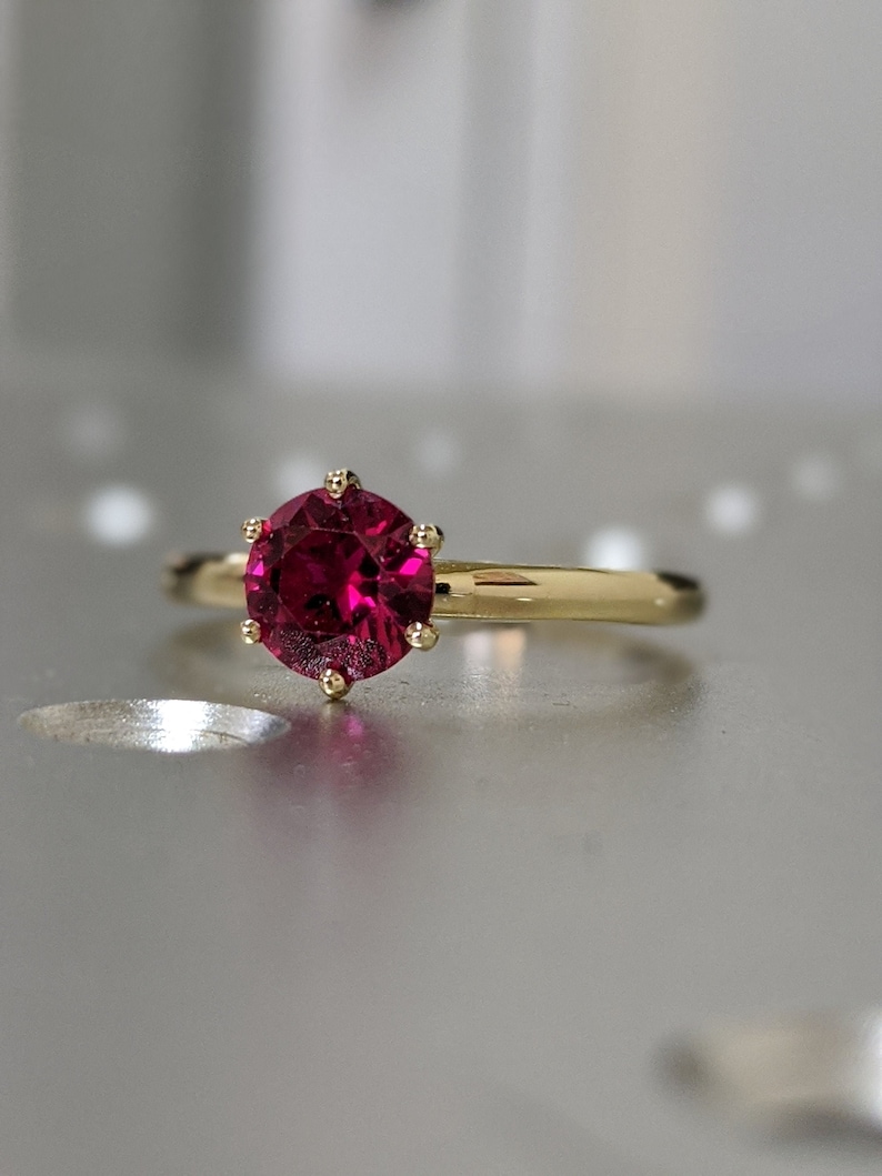 Ruby Ring Unique Engagement Ring Solitaire Ring Round Ruby | Etsy
