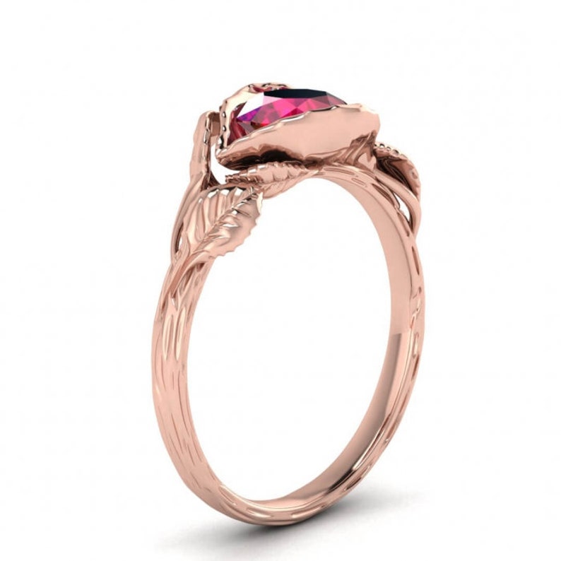 14k Rose Gold Bijou Ruby Lotus Flower Ring Lotus Engagement - Etsy