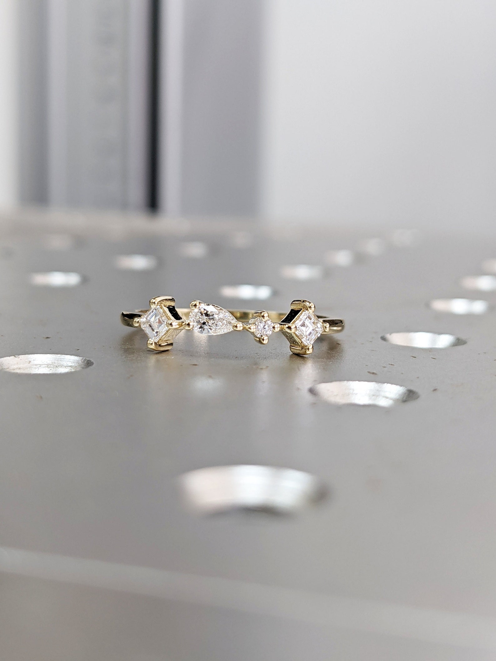 Cluster Ring in 14k Gold Multi-shape Diamond Cluster Ring | Etsy