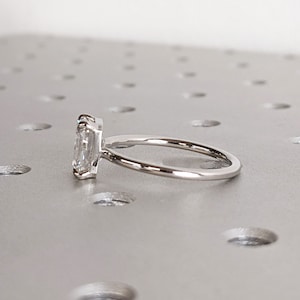 Low Profile Setting Emerald Cut Lab Diamond Solitaire Engagement Ring ...