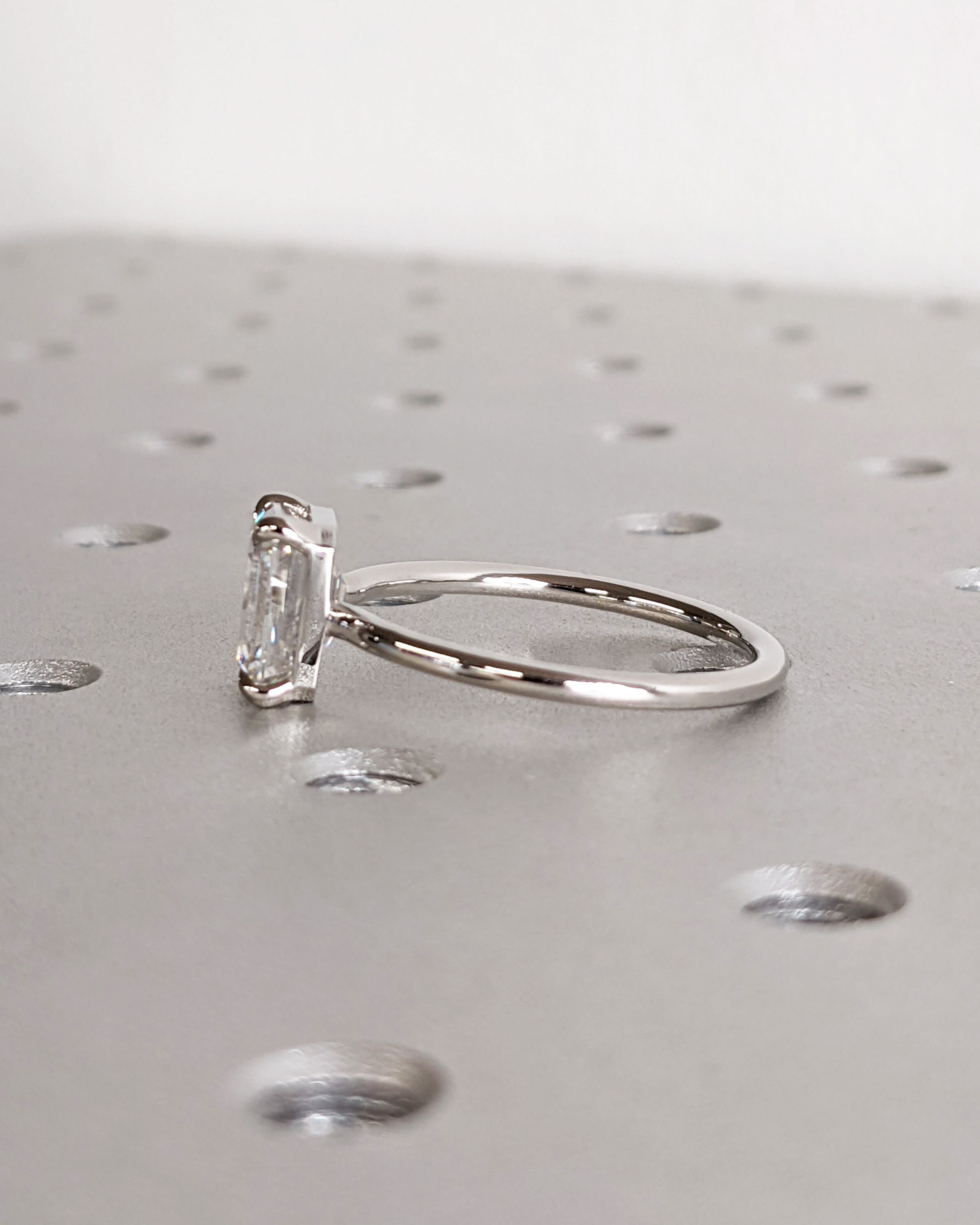Low Profile Setting Emerald Cut Lab Diamond Solitaire Engagement Ring ...