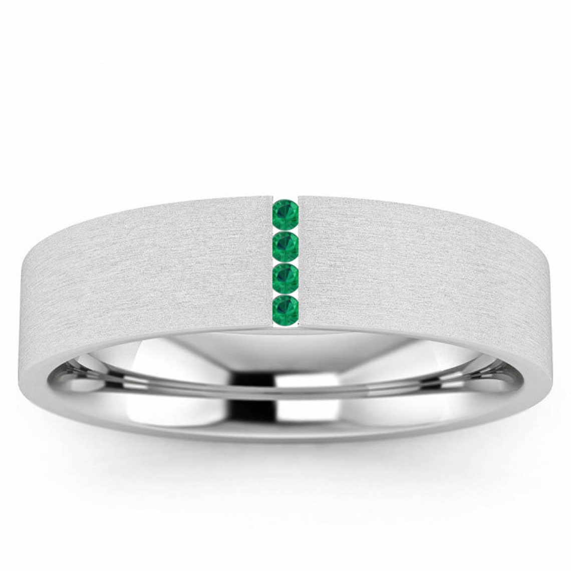 Men's Emerald Ring - Emerald Ring Men - Emerald Wedding Band - 5mm Band ...