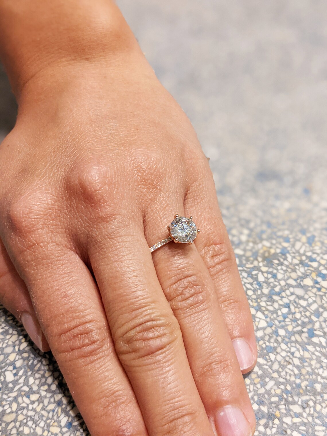 14K Solid Gold Rings/ 2CT Round Moissanite Engagement Ring/ | Etsy