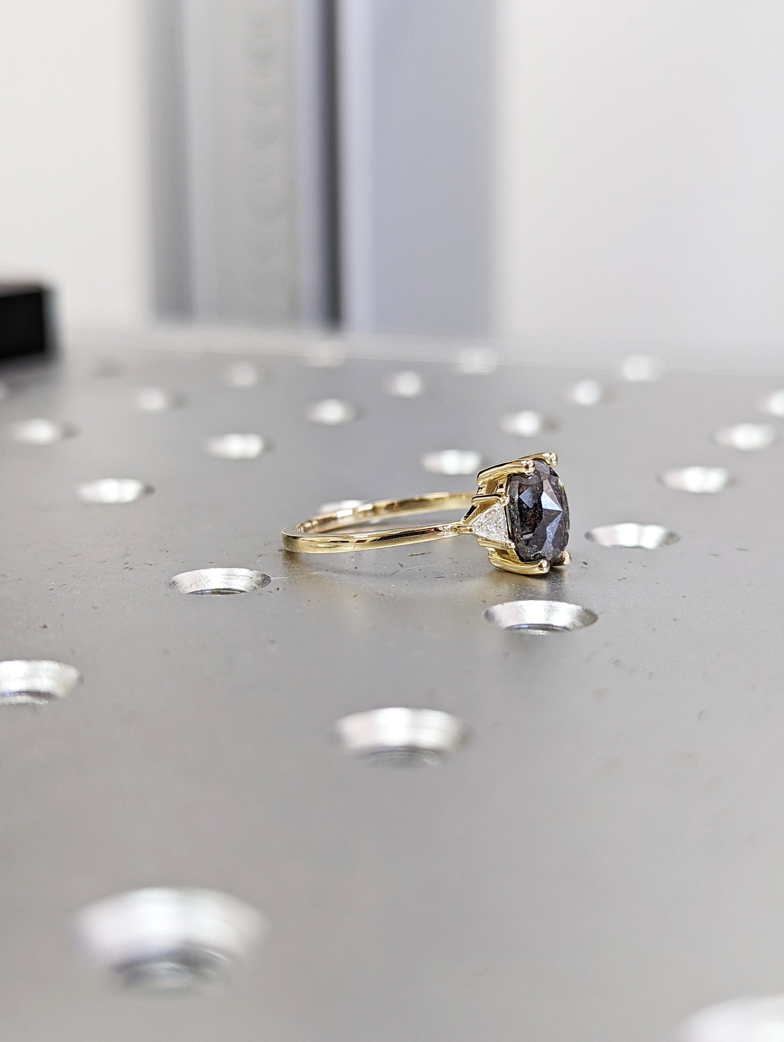 Raw Diamond Oval Triangle Diamond Salt and Pepper Unique - Etsy