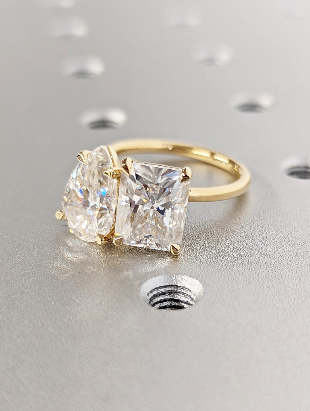 3 Carat Double Stone Engagement Ring Pear Cut and Radiant Cut ...