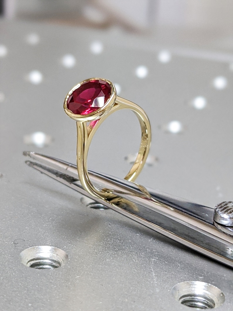 14k Rose Gold Floating Bezel Ruby Ring Ruby Engagement Ring - Etsy