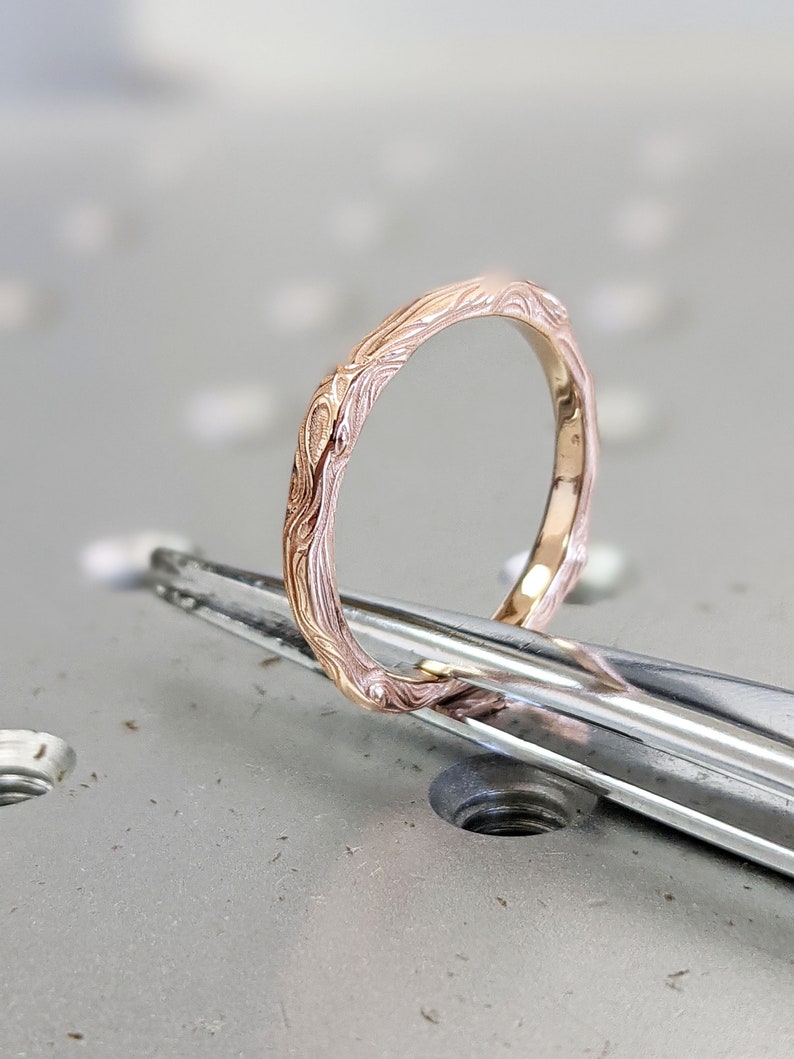14k Gold Thin Twig Wedding Band Gold Twig Ring 14k Gold Twig - Etsy
