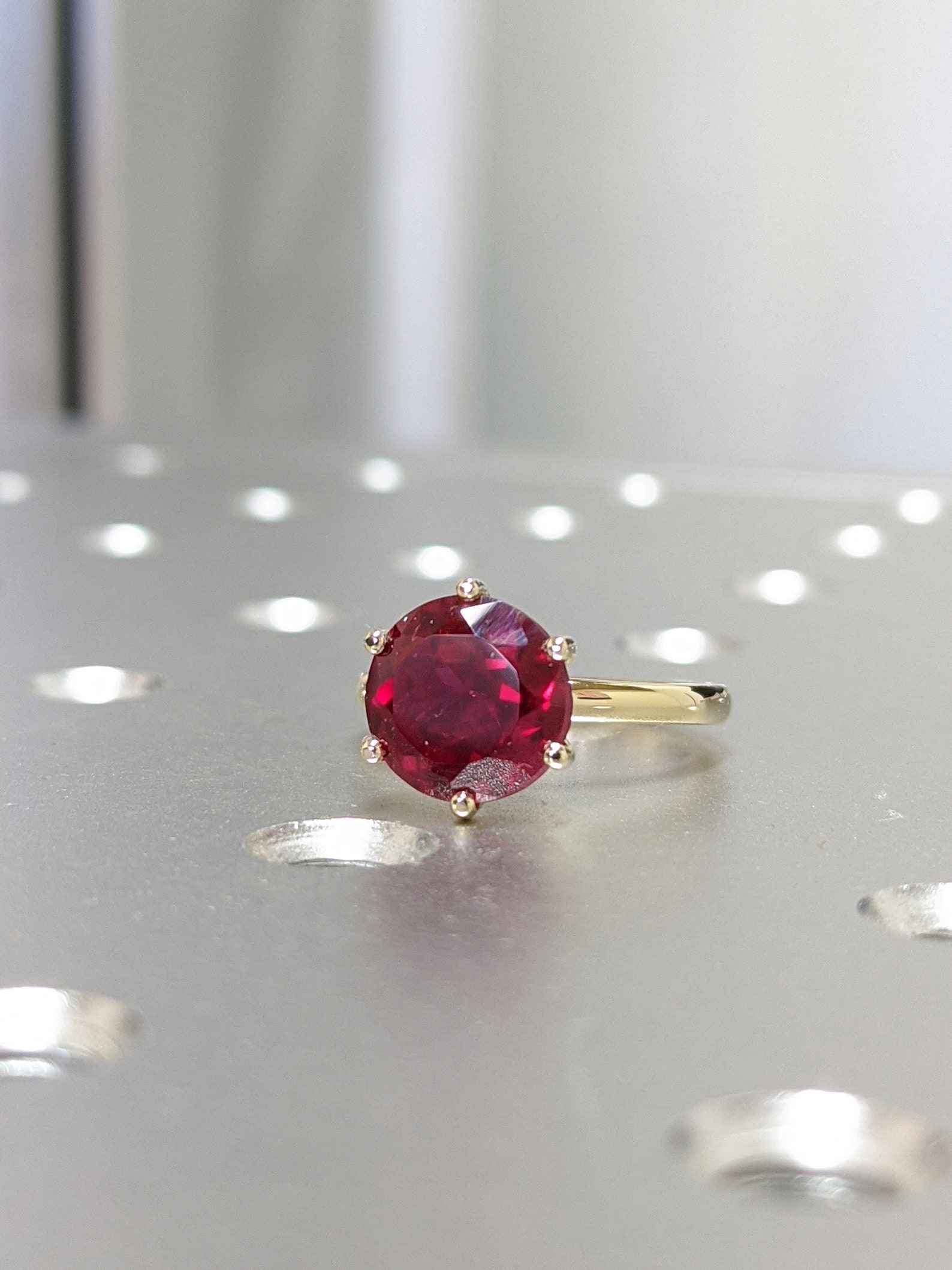 Ruby Ring Unique Engagement Ring Solitaire Ring Round Ruby - Etsy