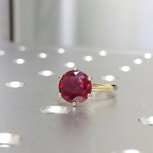 Ruby Ring, Unique Engagement Ring, Solitaire Ring, Round Ruby Ring ...