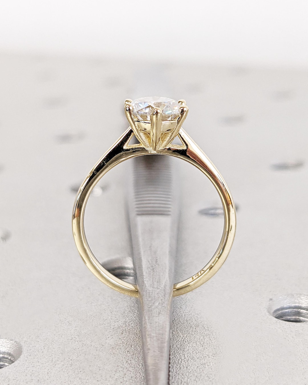 Round Cut Cathedral Engagement Ring, Lab Grown Diamond Solitaire ...