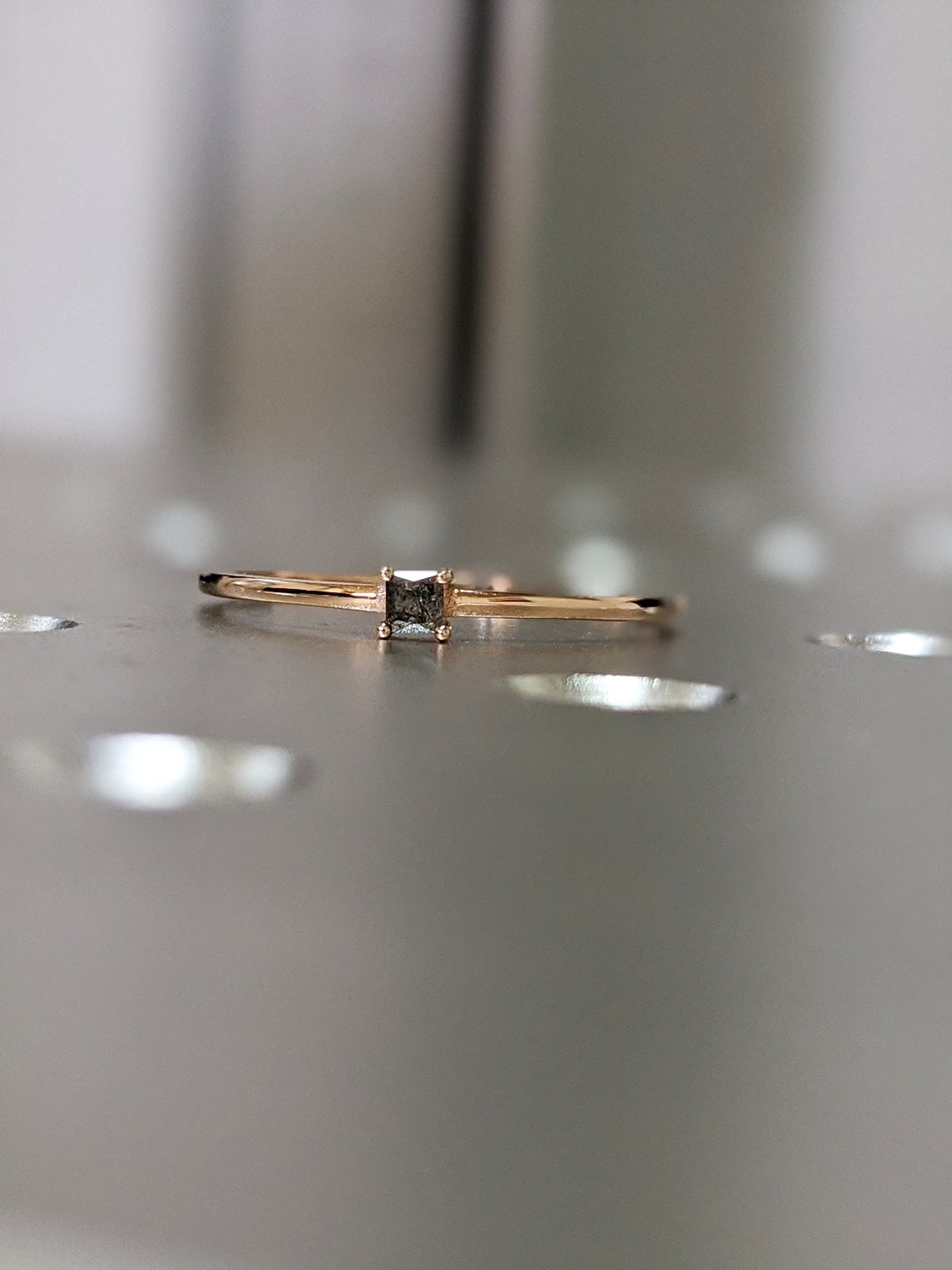 Solitaire Minimalist Engagement Ring Simple Stacking Princess - Etsy