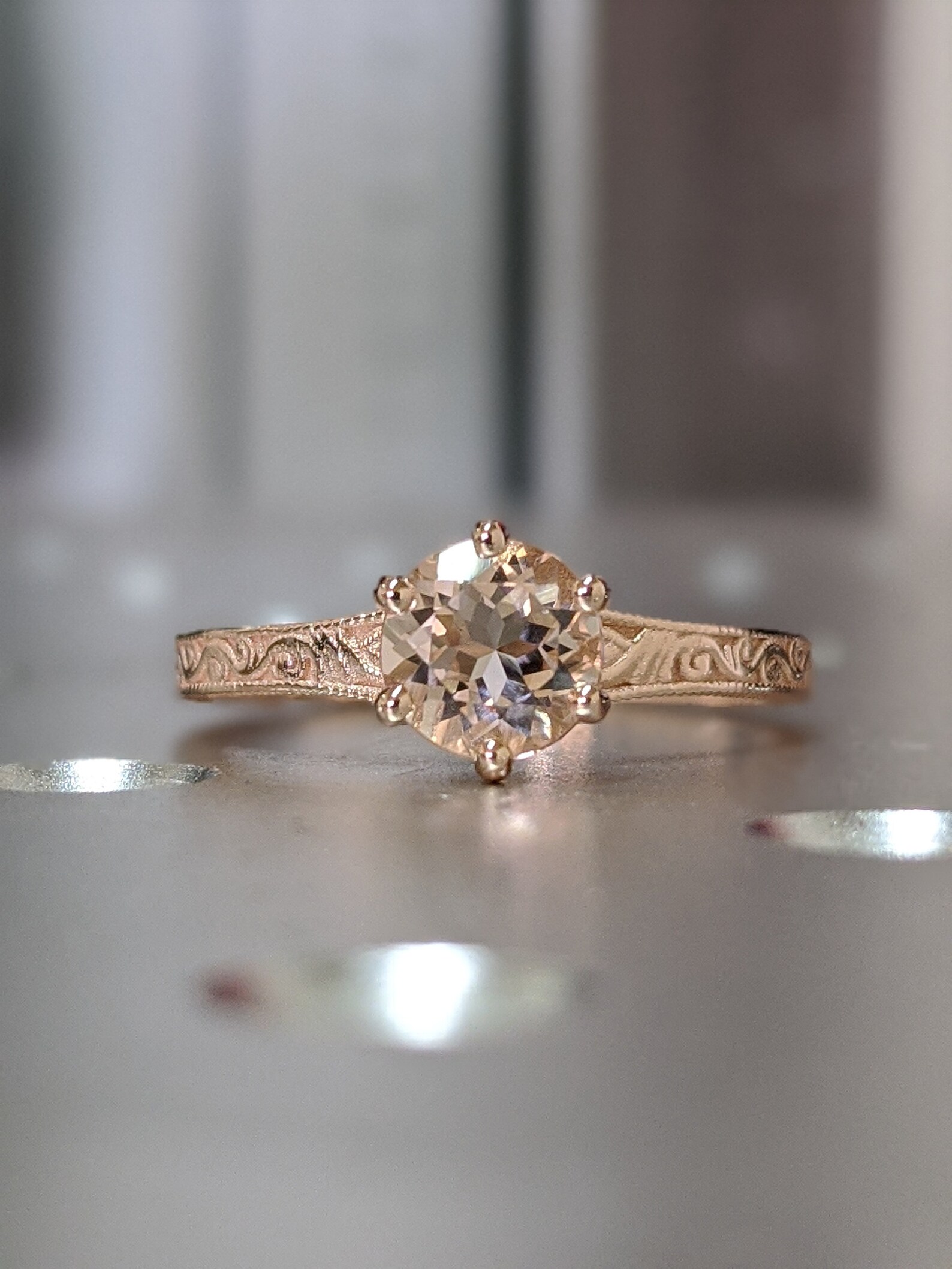 Rose Gold Vintage Morganite Solitaire Ring Morganite Ring - Etsy