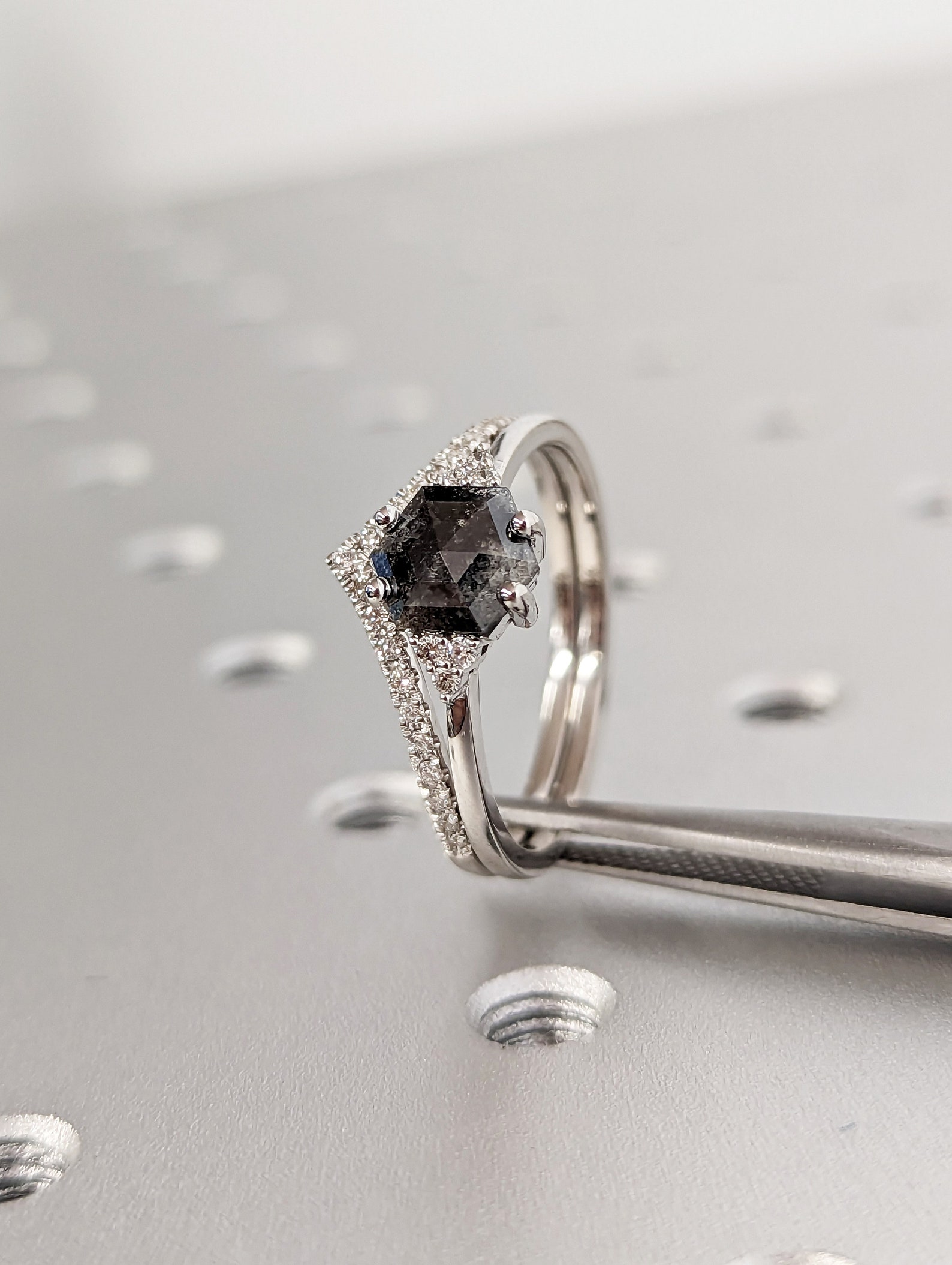 Raw Diamond Hexagon Shaped Diamond Salt and Pepper Plain - Etsy