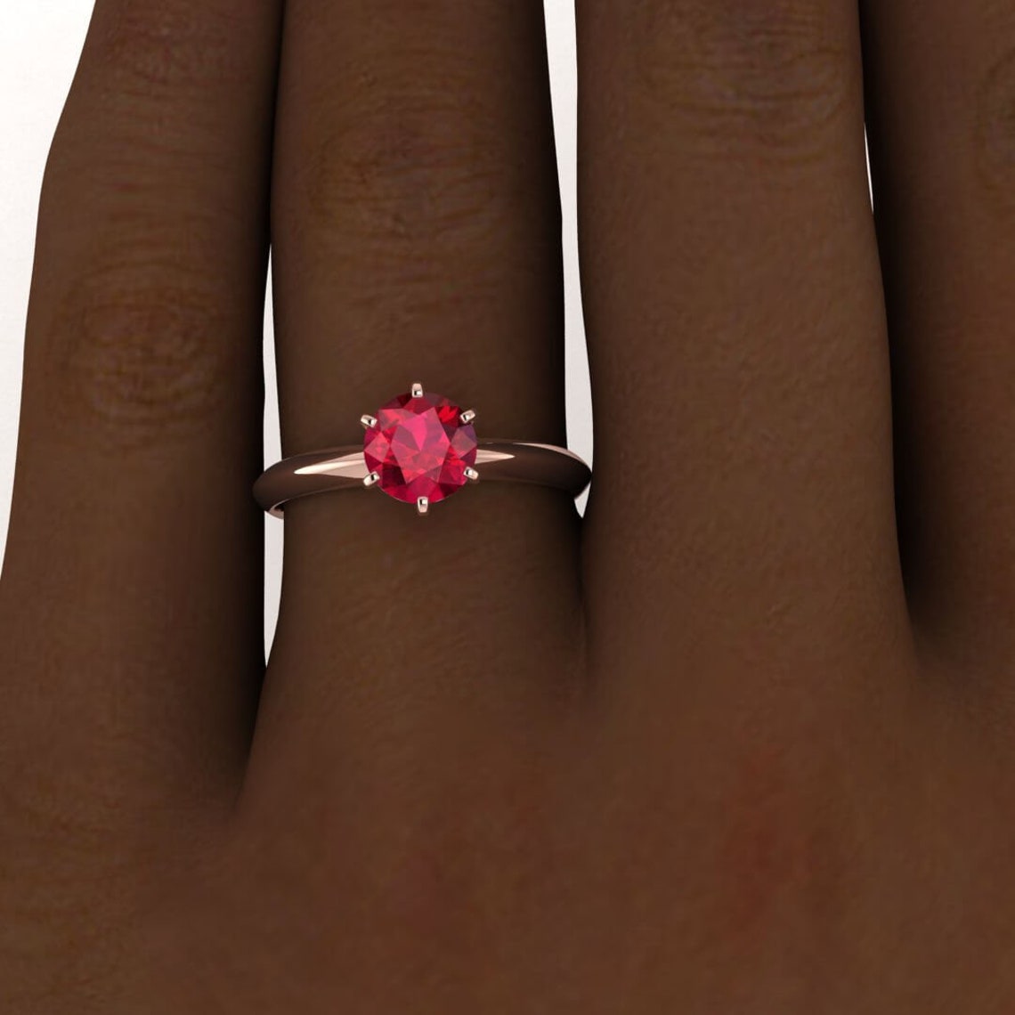 Ruby Ring Unique Engagement Ring Solitaire Ring Round Ruby - Etsy