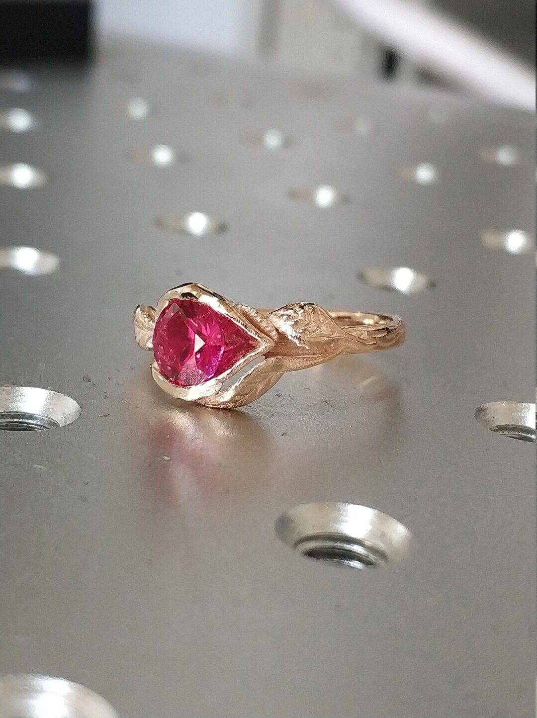 2ct Ruby Engagement Ring, Leaves Ring Ruby Ring, Ruby Engagement Ring ...