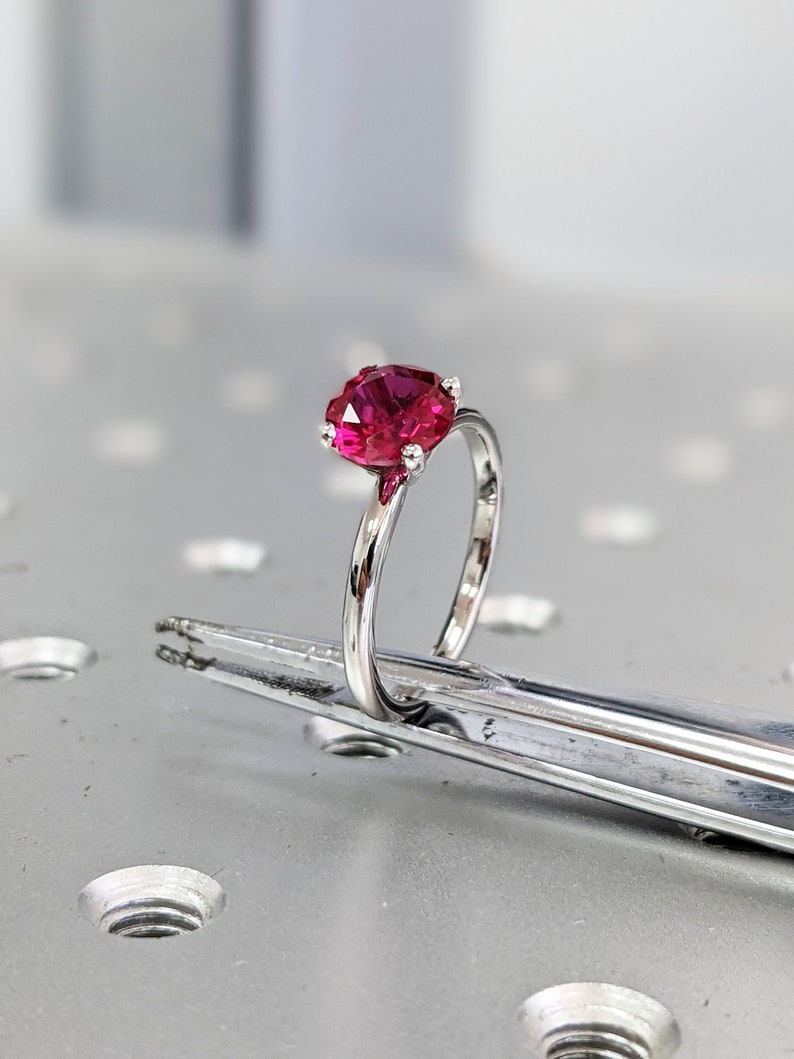 Ruby Ring Unique Engagement Ring Solitaire Ring Round Ruby - Etsy