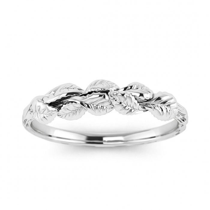 Rose Gold Leaf Engraved Band, Nature Inspired Wedding Ring, Organic ...