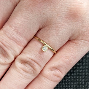 Tiny Diamond Ring | 14K Solid Gold Dainty Diamond Ring | Floating ...