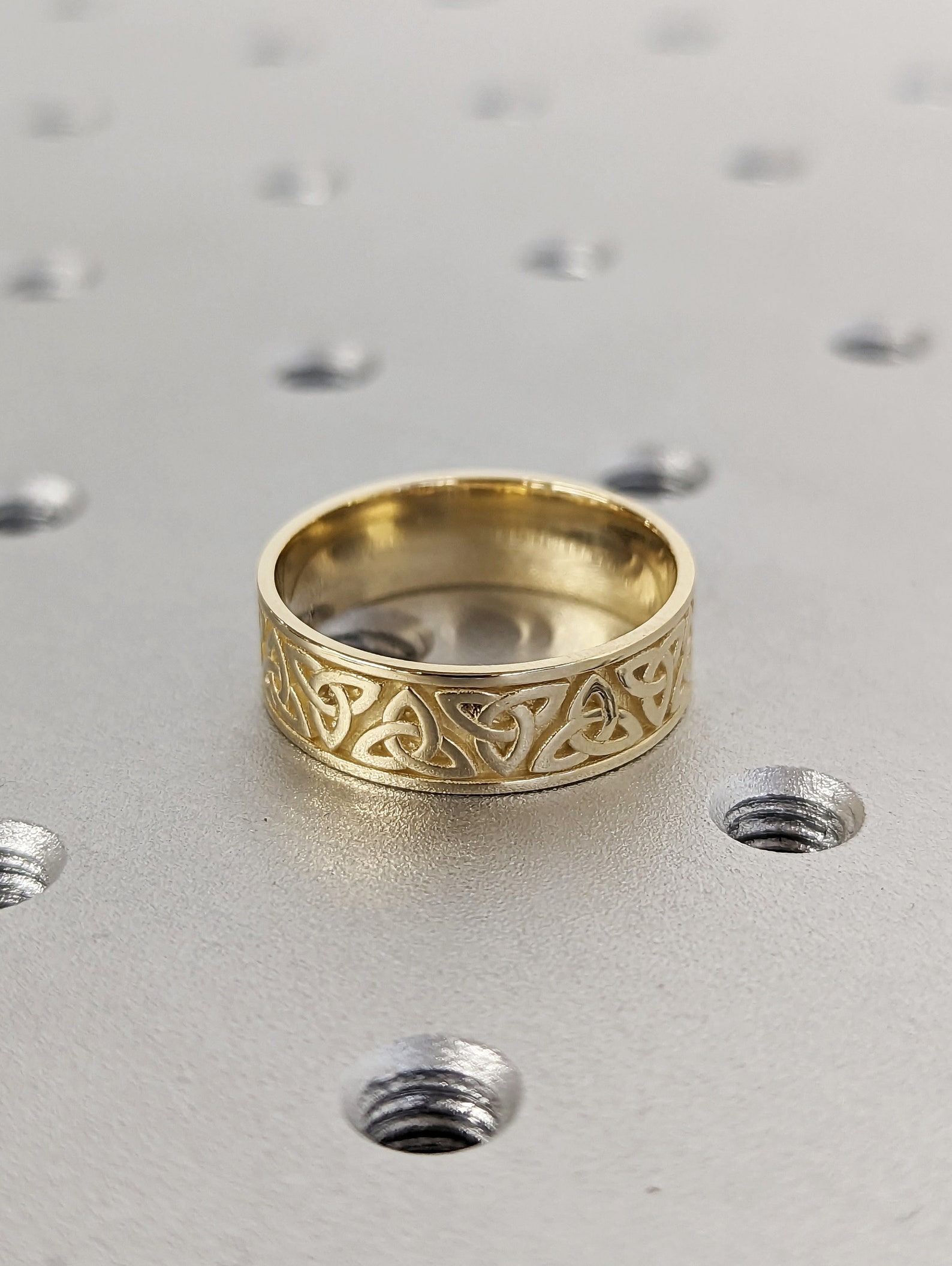 Celtic Yellow Gold Wedding Band Antique Style, 6.5mm Unique Celtic Ring ...
