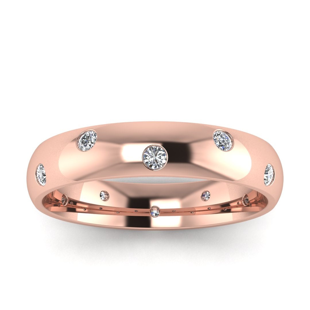 4mm Zig Zag Flush Set Diamond Band - Rounded Diamond Band, Diamond ...