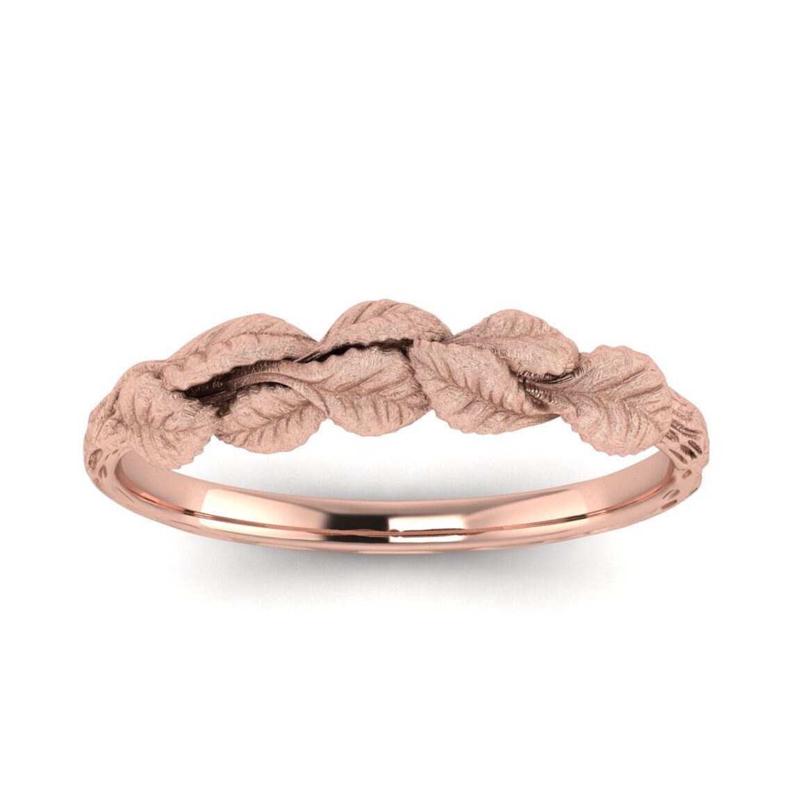 Textured Leaf Engraved Band Nature Inspired Wedding Ring | Etsy