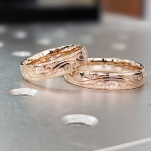 14K 18K Solid Gold Wedding Ring for Men & Women, 5mm Rose Gold Mens ...