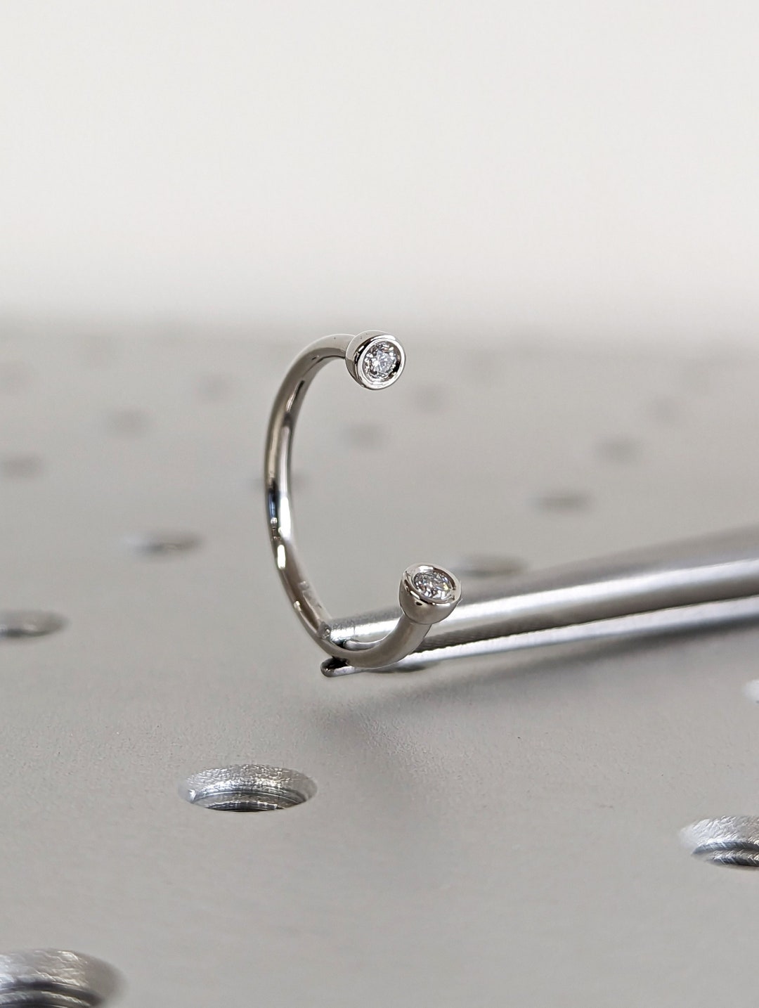 White Diamond Open Round Cut Stacking Ring, Platinum Round Cuff Ring ...