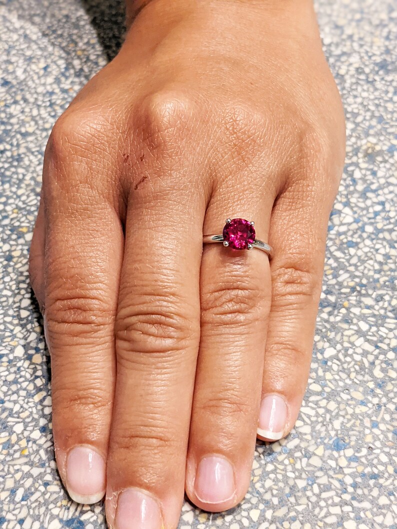 Ruby Ring Unique Engagement Ring Solitaire Ring Round Ruby - Etsy
