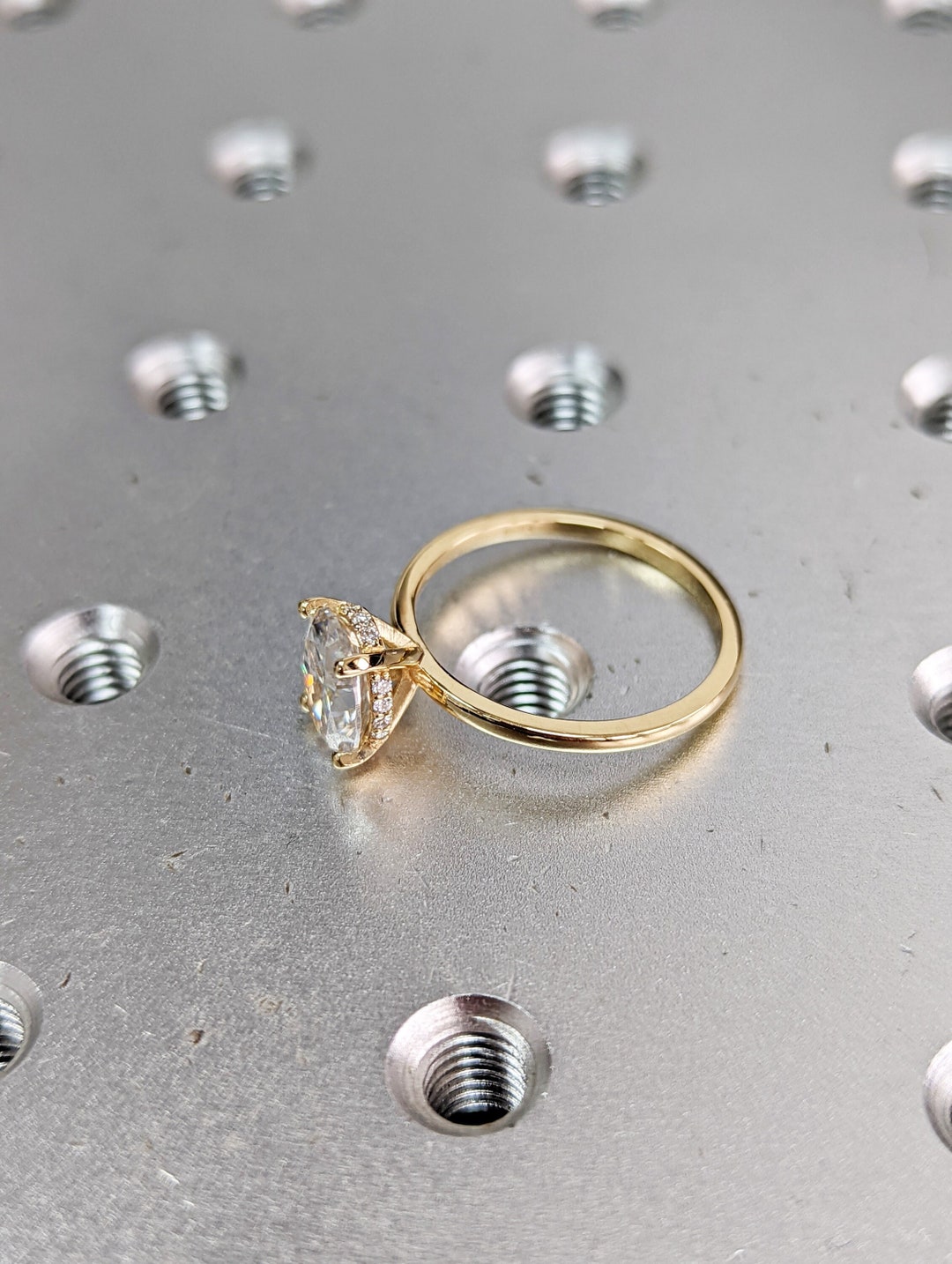 1.5 Ct Hidden Halo Engagement Ring, Solitaire Oval Lab Diamond Ring ...