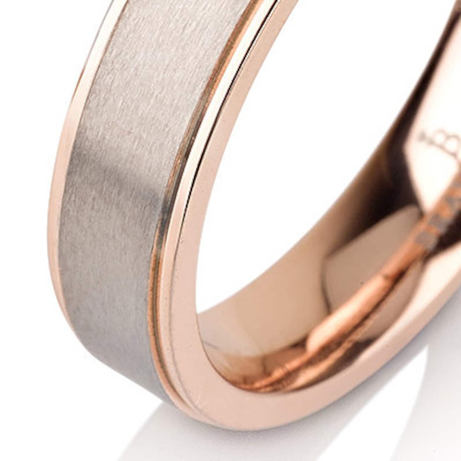Rare Titanium Brushed Rose Gold Titanium Wedding Ring Plated - Etsy